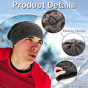 4 Pieces Knit Slouchy Beanie Hat for Women Men Oversized Soft Warm Winter Beanie Hat Chunky Stretch Cable Knit Beanie (Cute Colors)