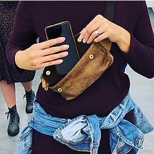 Fanny Pack Genuine Leather Belt Bag for Women or Men