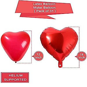 Golray 40 Pack I Love You Balloons and Heart Balloons Kit with 1000 Pcs Dark-Red Silk Rose Petals Wedding Flower Decoration Love-Bear Red Heart Balloons for Valentine Day Party Decorations
