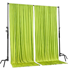AK TRADING CO. 10 feet x 10 feet Light Green Polyester Backdrop Drapes Curtains Panels with Rod Pockets - Wedding Ceremony Party Home Window Decorations, 5FT x 10FT