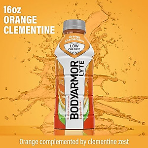 BODYARMOR LYTE Sports Drink Low-Calorie Sports Beverage, Orange Clementine - Orange Citrus, Flavors With Vitamins, Potassium-Packed Electrolytes, Perfect For Athletes, 16 Fl Oz (Pack of 12)