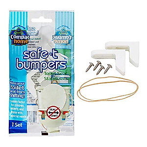 COMPAC HOME Compac’s Stabilizers T Bumpers, Lock Place, Keeps Children, Elderly, Disabled Safe from Slipping Off Shaking, Moving or Wobbly Toilet Seat (1 Set), White, 1 Count (Pack of 1)