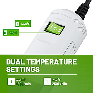 Mini Heat Gun for Christmas Gifts and Christmas Decorations, Huepar Tools 446°F/752°F Dual Temperature Heat Gun Tool, Includes 164PCS Heat Shrink Tubing, 2 Silicone Brushes and 2 Nozzles