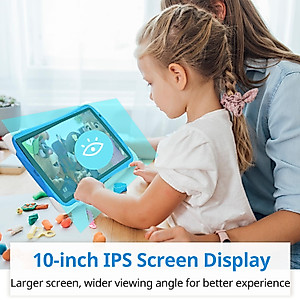 DOMATON Kids Tablet with Gamepad, 10 Inch Tablet for Kids, Android 12, Parental Control, Kid Contents Pre-Installed, 32GB(SD to 128GB), Case with Stand, Blue