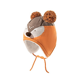 LUCKYBUNNY Toddler Cute Fox Winter Hat Scarf Gloves Set, Warm Fleece Lined Earflap Beanie Neck Warmer Mittens for Boy Girl