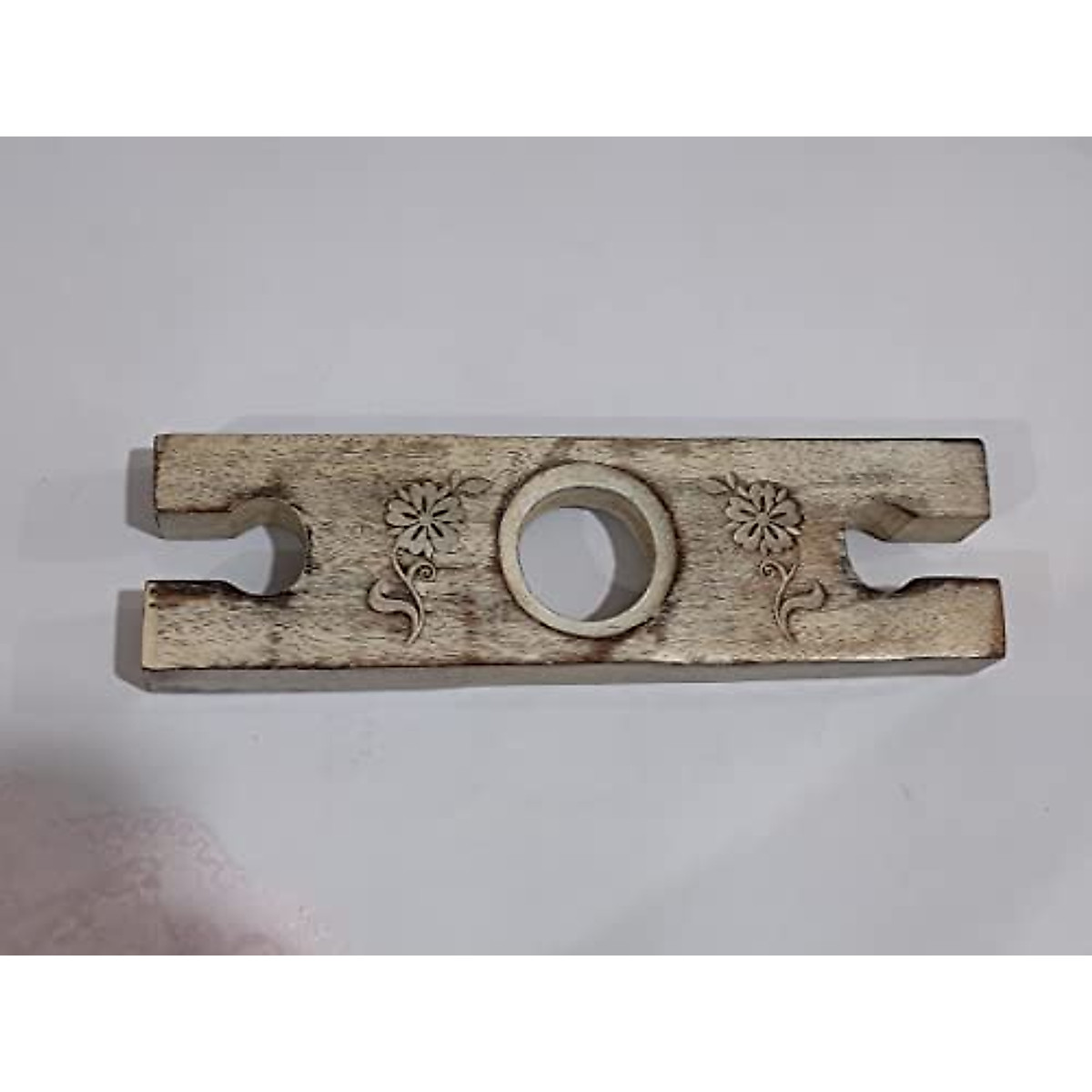 EARTHLY HOME Wine Bottle Rack White Wooden Wine Bottle & Glass Holder Handmade Antique Wood Stand for Wine for Two Glasses & Bottle Beautifully Handcrafted Antique Look Traditionally Handcrafted