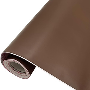 Yifely Solid Brown Furniture Paper Self-Adhesive Shelf Liner Wardrobe Sticker 17.7 Inch by 9.8 Feet