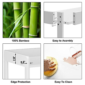 POXAKA Sofa Table, Bamboo Console Table, 4-Tier Narrow Side Table with Open Shelves, Foyer Table Plant Stand for Entryway, Hallway, Kitchen, Living Room, Balcony and Bedroom