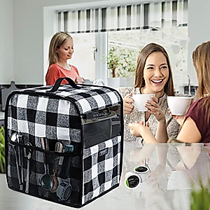 BAGSPRITE Coffee Maker Dust Cover Compatible with Keurig K-Classic and K-Select, Coffee Making Machine Cover with Pockets for K Cup, Cover Only