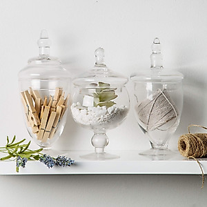 Apothecary Jars with Lids Set of 3 - Home Essentials & Beyond Candy Jars for Candy Buffet, Glass décor, Laundry Room, Potpourri, and Bathroom