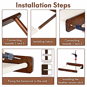 tamfom Cat Hammock Wall Mounted, Cat Shelves and Perches for Wall, Cat Wall Furniture for Indoor Cats, Quality Cat Furniture for Sleeping, Playing, Climbing and Lounging, Cat Wall Bed