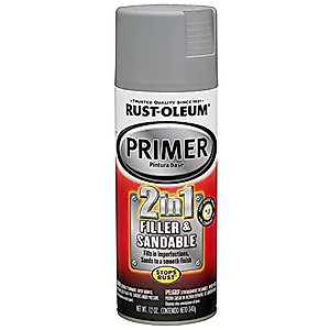Rust-Oleum 249090-6 PK Painter's Touch 2X Ultra Cover, 6 Pack, Gloss White & 260510 Automotive 2-in-1 Filler & Sandable Primer, 12 Ounce (Pack of 1), Gray
