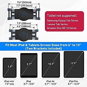 AboveTEK Universal Magnetic iPad Wall Mount, Swivel Holder, 360° Rotating Clamp Fits 6-13" Display Tablets, Strong Attach to Metal Surface on Cabinet Whiteboard Kitchen Fridge Steel Car Chasis