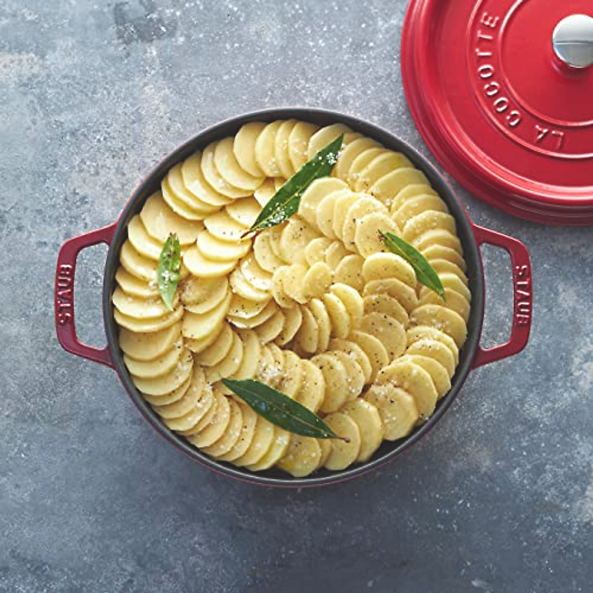 Staub Cast Iron Dutch Oven 5-qt Tall Cocotte, Made in France, Serves 5-6, Cherry