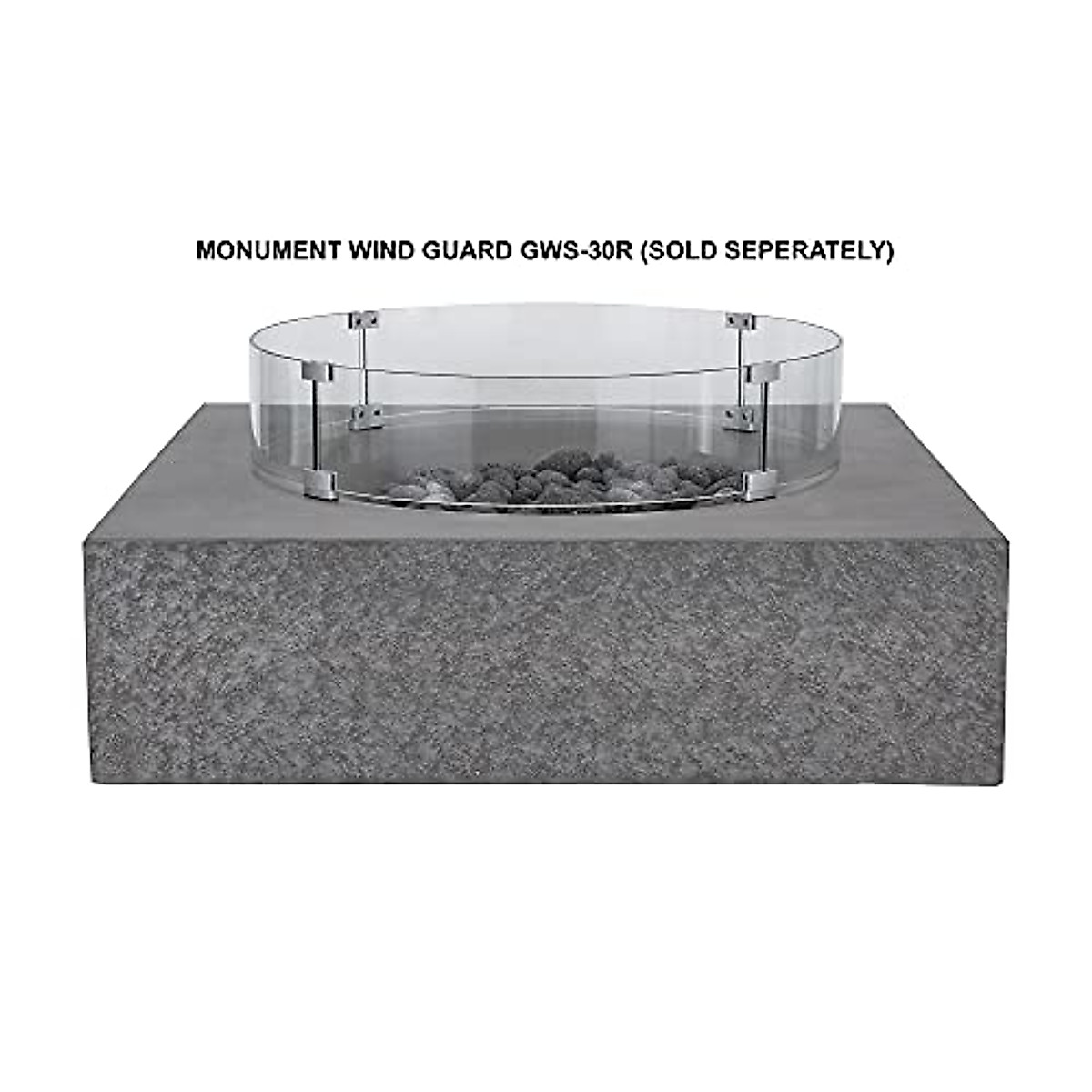 Pyromania Monument Outdoor Concrete Fire Pit Table, 41 x 41 Inches - Natural Gas Model in Charcoal Gray Color