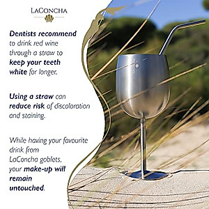 Wine Glasses - 12 oz Stemmed Stainless Steel Tumblers for Indoor and Outdoor Events - 2 Piece Wine Goblet Set with 2 Reusable Straws - Unbreakable Drinking Glass for Cocktails - Gift for Women and Men