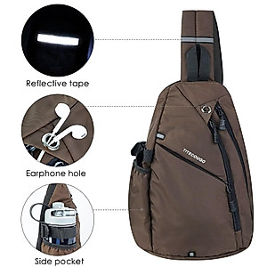 TITECOUGO Sling Backpack Travel Shoulder Bag Lightweight Chest Daypack One Strap Crossbody Bags Camp Day Packs for Women and Men Hiking Accessories Large Coffee