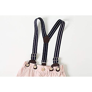 Kimocat Baby Boys Gentleman Outfits Suits Long Sleeve Shirt Suspenders Pants Bow Tie Clothes Set