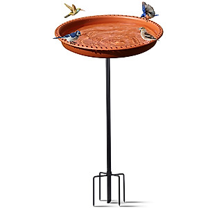 Feemiyo Upgraded Bird Bath for Hummingbirds,Detachable Stable Stylish Design with 5-Prong Base Metal Stake Bird Baths for Lawn Patio Yard Garden(Gift)