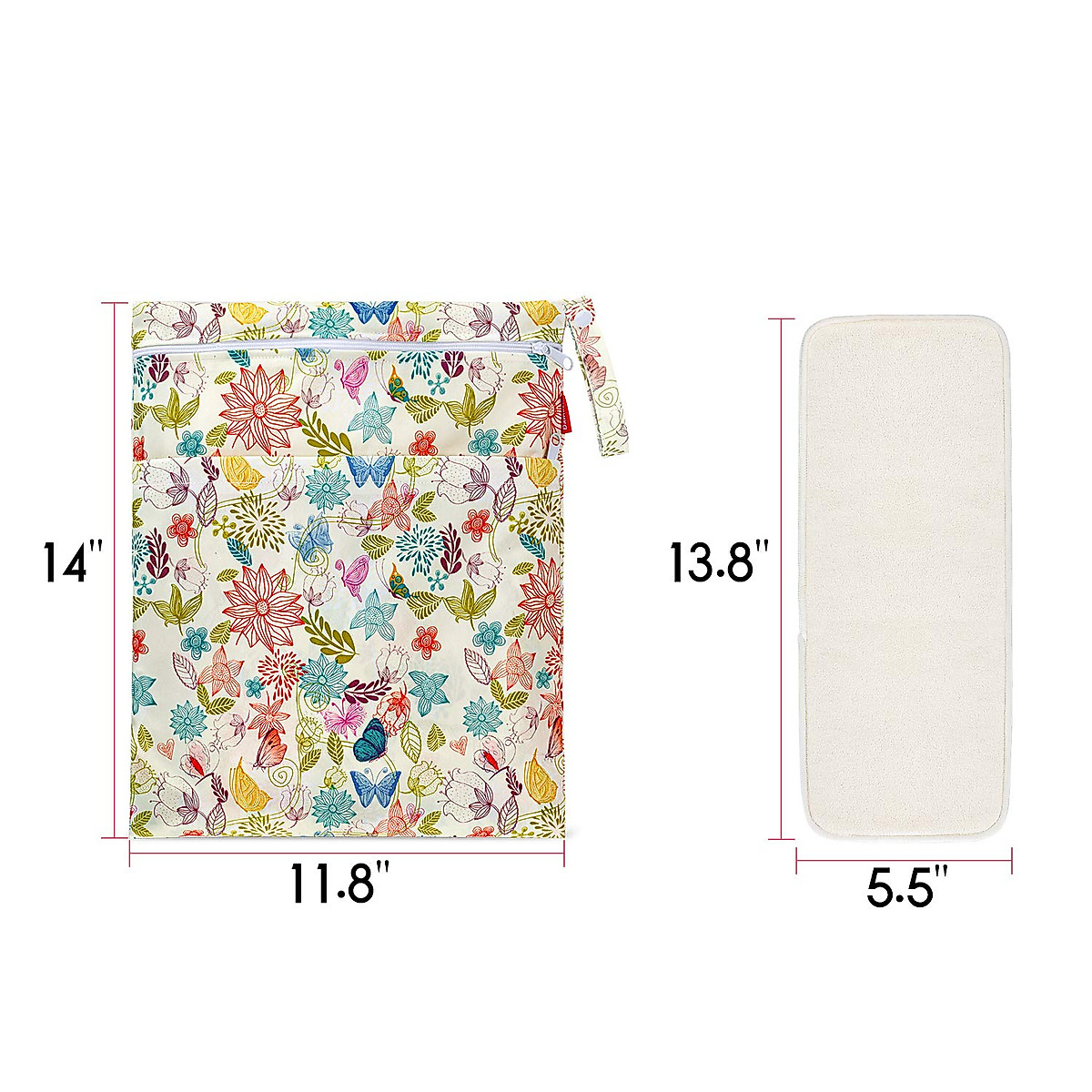 Damero 5-Layer Reusable Diapers Baby Inserts, 12PCS Cloth Diaper Inserts with an Extra Storage Bag