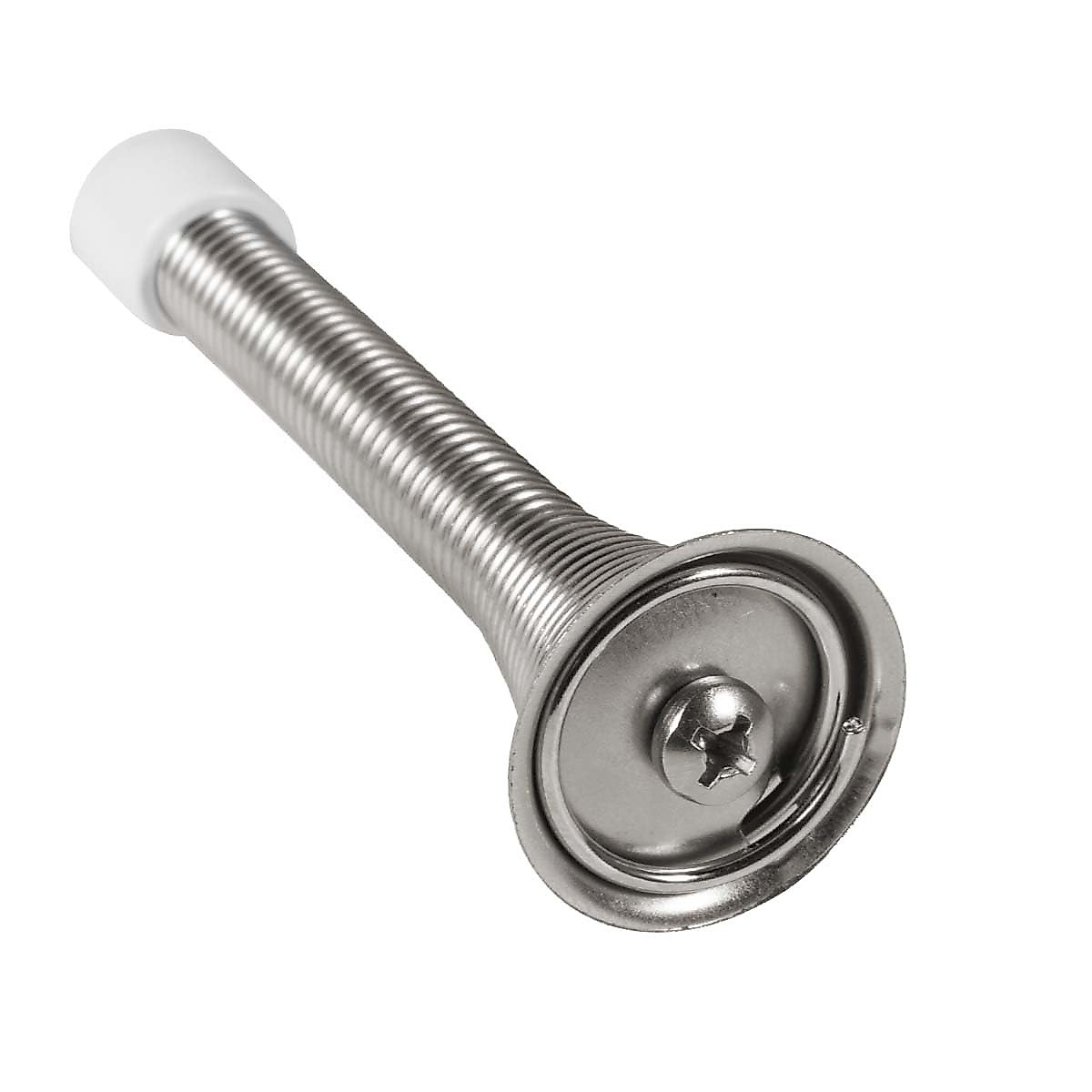 KISEER 12 Pack Spring Door Stops 3 1/4" Flexible Heavy Duty Spring Door Stopper with RustProof Screw Rubber Bumper Tips (Satin Nickel)