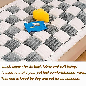 Waterproof Blanket Dog Bed Cover Pet Blanket - Funnyfuzzy Cream-Coloured Large Plaid Square Pet Mat Bed Couch Cover, Dog Blankets for Large Dogs - Funny Fuzzy Couch Cover
