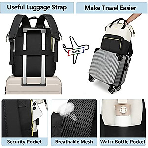 Focdod Laptop Backpack Women Work Bag - 15.6 inch with Laptop Compartment Waterproof Professional Travel Backpack Purse with USB Charger for College Teacher Nurse Business Women