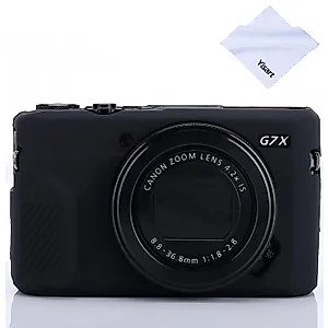 G7X Mark II Case G7X Mark III Case G7X Camera Silicone Case Ultra-Thin Lightweight Rubber Soft Silicone Case Bag Cover for Canon PowerShot G7X G7X Mark II G7X Mark III + Microfiber Cloth (Black)