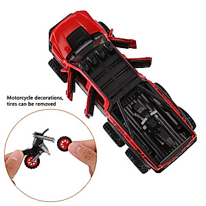 MYJJTYS Toy Pickup F150 six-Wheel (Length 8.6 inch) Metal die-cast Model car Sound and Light with Motorcycle Toy car 3 4 5 6 7 8 9 10 11 12 Year Old boy Toy (Red)