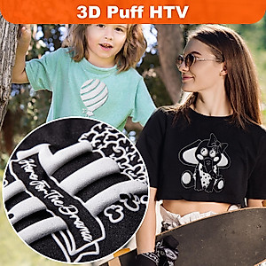 WRAPXPERT Puff Vinyl Heat Transfer White 3D Puffy HTV Iron on Vinyl for Tshirts,Easy Cut/Weed Foaming HTV for Heat Press,Clothing,10"x5ft