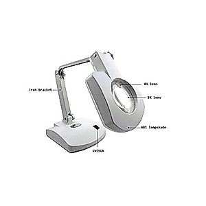 SFMZCM Esktop Magnifier Lamp with Light |Adjustable Arm Magnifier Lamp Light Magnifying Glass Lens Diopter Folding Magnifier