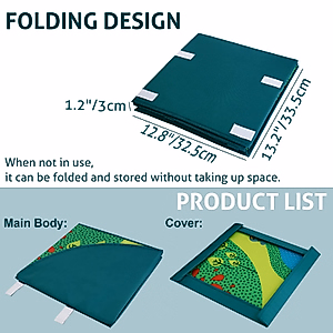 homyfort Kids Play Mat and Toy Chest Box Storage,Collapsible Storage Bin Holders with Lid for Playroom, Closet, Bedroom, Outdoor,Home Organization and Classroom12.8 12.8" 13.2"/38.4" 38.4"(Green)