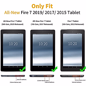 Case Fits Kindle Fire 7 Tablet (9th/7th Generation, 2019 Release), PU Leather Folio Protective Case Stand Shell Back Cover with Auto Sleep/Wake, Magic Map Vintage