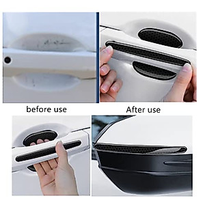 HUARXUNEG 8pcs Car Door Handle Scratched Protective Film Side Stick Scratched Door Protector Film Car Door Handle Reflective Strip Sticker Suitable for Most Car Models Black Honeycomb Pattern