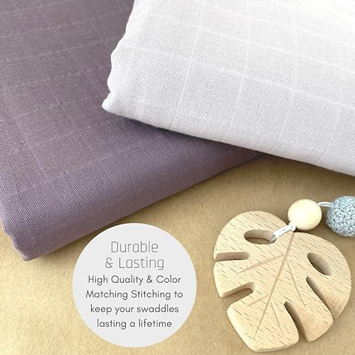 MOZAH Organic Muslin Swaddle Blankets - Set of 2 Large Soft Baby Blankets for Girls and for Boys 47 x 47 inches - Newborn Swaddle Baby Receiving Blankets Swaddling Wrap (Charcoal and Grey)