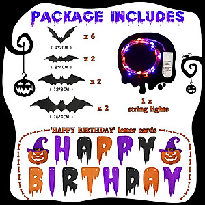 St Patrick's Day Happy Birthday Banner with Green Light, Glitter Irish Shamrock Hat LED Decorations, 8 Modes 10 Feet String Light Party Supplies(Pumpkin)