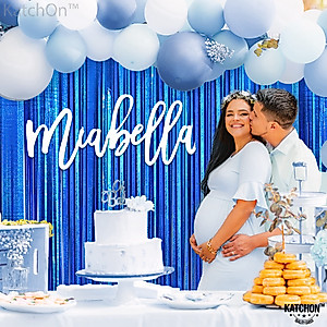 KatchOn, Iridescent Blue Streamers Backdrop - 3.2x8 Feet, Pack of 2 | Graduation Backdrop 2024, Graduation Decorations 2025, Pool Party Decorations | Iridescent Blue Backdrop, Summer Party Decorations