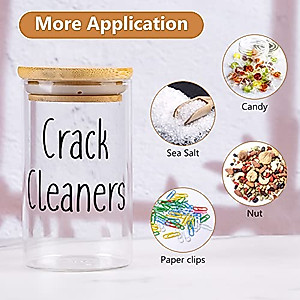 Jspupifip 4 Pack Glass Qtip Holder Dispenser,10 Oz Apothecary Jars Set with Lids Bamboo Bathroom Accessories Farmhouse Bathroom Canister Storage Organization for Cotton Swabs Vanity Makeup Organizer
