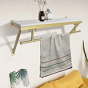 kunghei 31" Boutique Clothes Clothing Store Retail Wedding Dress Display Stand Wall-Mounted Garment Rack w/Wood Storage Shelf, Heavy Duty Clothing Racks for Hanging Clothes Metal Pipe Towel Rack