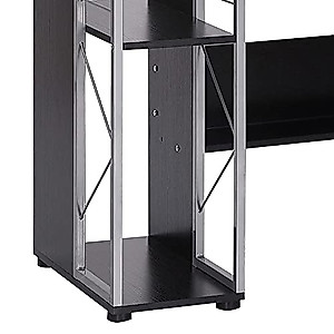 HOMCOM 52" Modern Computer Desk with Storage Shelves and Drawers, Home Office Desk, Study Workstation with CPU Stand, Black