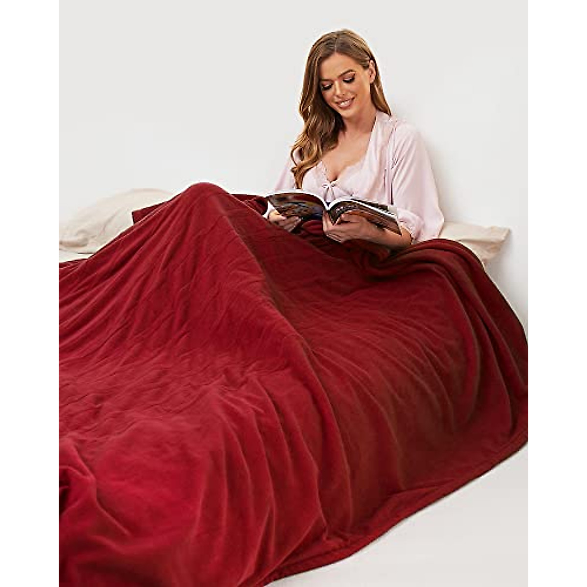Heated Blanket, Electric Blanket Twin Size 62"x84" with 4 Heating Levels, Super Cozy Soft Polar Fleece Heated Throw, 10H Auto Shut Off & Overheat Protection, Machine Washable, Red