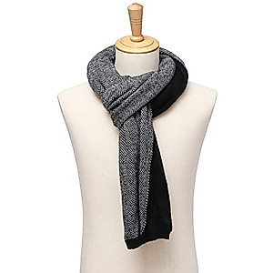 Mio Marino Mens Premium Winter Scarf, Soft Knit Scarves - Black & White - One Size
