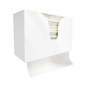 Essentially Yours Acrylic Folded Paper Towel Holder - Wall Mounted or Freestanding | Dispenser for Multifold, Trifold, and C Fold Napkins (White)