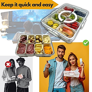 Serving Tray with Lid and Handle - Divided Portable Snackle Box Container, Fridge organizer, Clear Snack Box Organizer for Fruits, Candy, Charcuterie, Snacks - Ideal for beach and picnic essentials