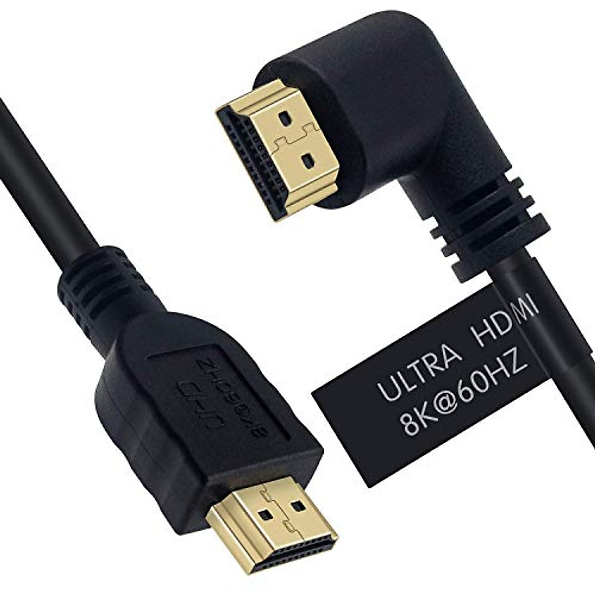 Poyiccot 8K HDMI Cable 2feet, HDMI 2.1 Cable 90 Degree Left Angle HDMI Male to Male 8K HDMI Cable 48gbps 2.1 Cable Support 8K@60Hz 4K@120 7680P 8K HDMI 2.1 Cable for TV/Xbox /PS4 /PS5(M/M Left)