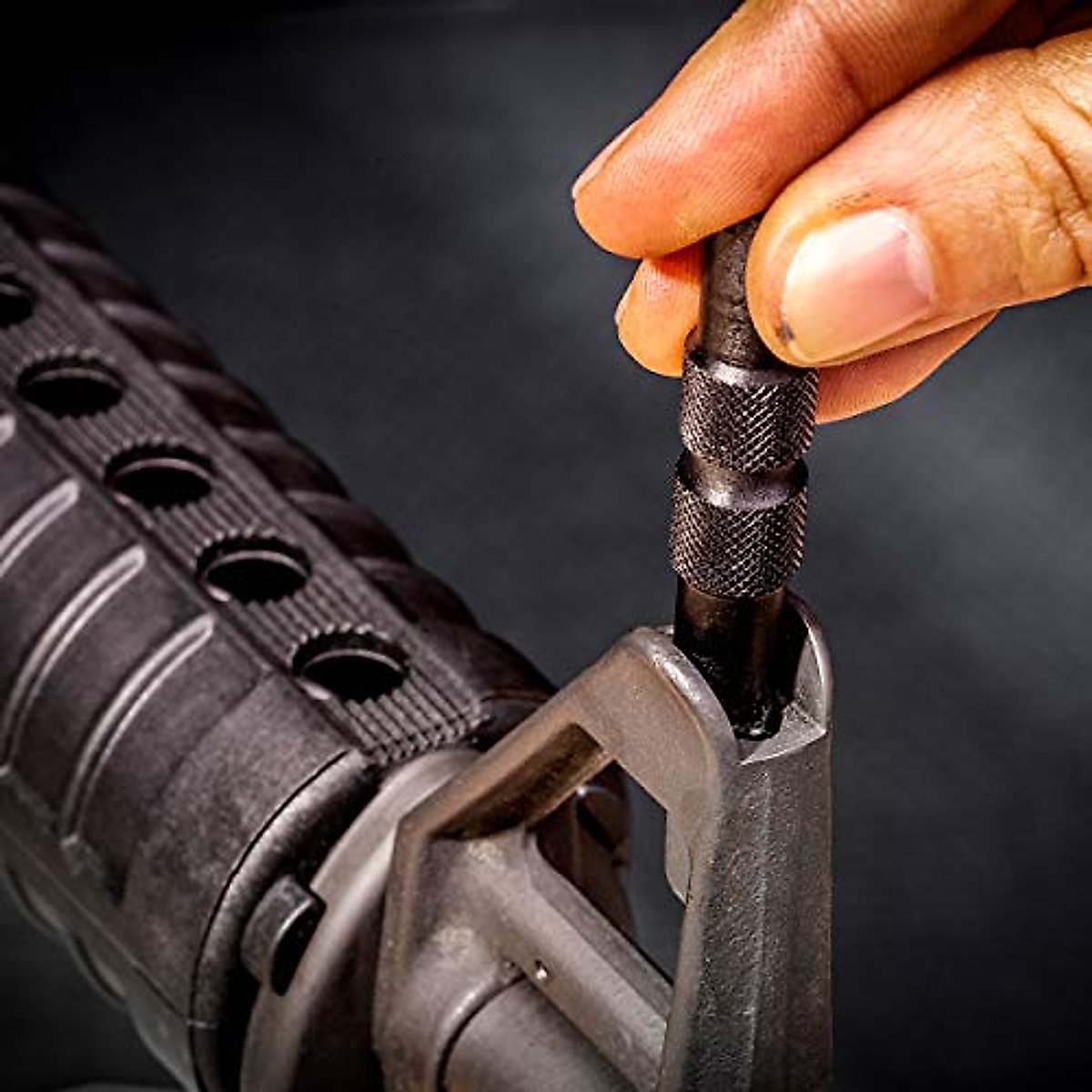 Real Avid Front Sight Adjuster: universal tool for adjusting A1 and A2 Type Front Sights (4-prong and 5-prong BUIS), Black/Tan