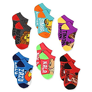 Disney The Lion King-Teen-Adult's 6 pack Socks Set (Shoe: 4-10 (Sock: 9-11), Blue/Multi)