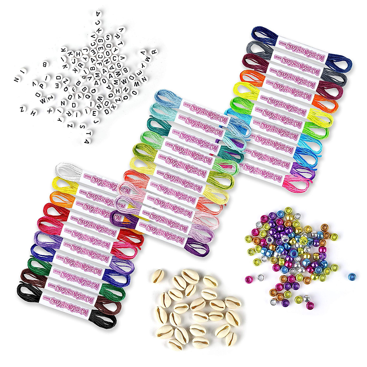 Choose Friendship, My Friendship Bracelet Maker Ultimate Expansion Pack, 120 Pre-cut Threads and 225 Beads, Makes 24-48 Bracelets
