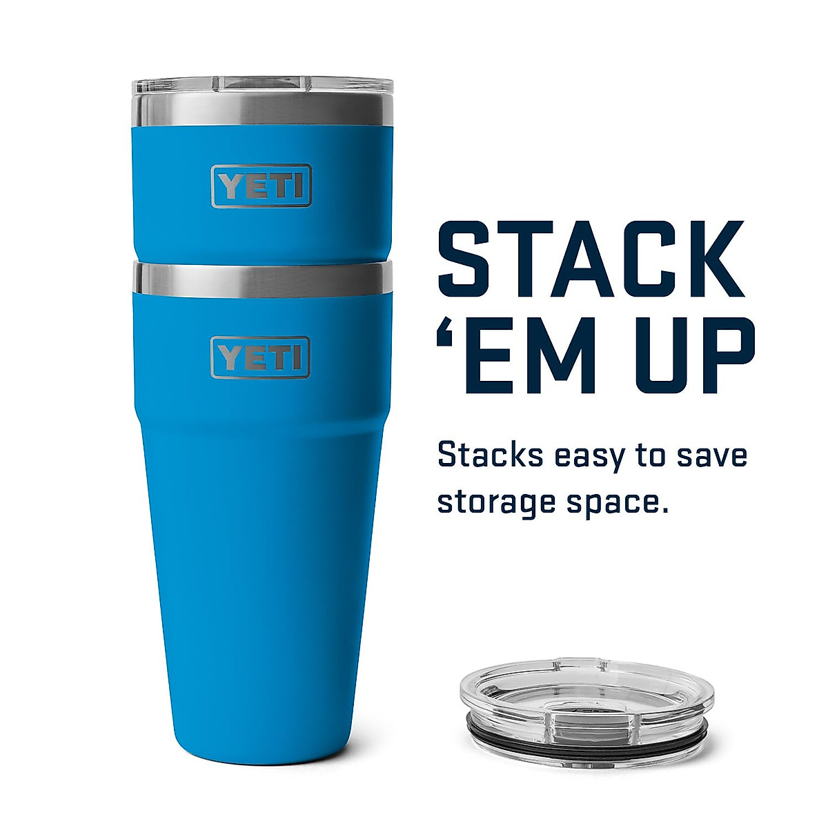 YETI Rambler 30 oz Stackable Tumbler, Stainless Steel, Vacuum Insulated with MagSlider Lid, Big Wave Blue