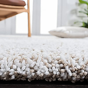 SAFAVIEH Ultimate Shag Collection 8' x 10' Sand / Ivory SGU211C Handmade Solid 1.6-inch Thick Area Rug